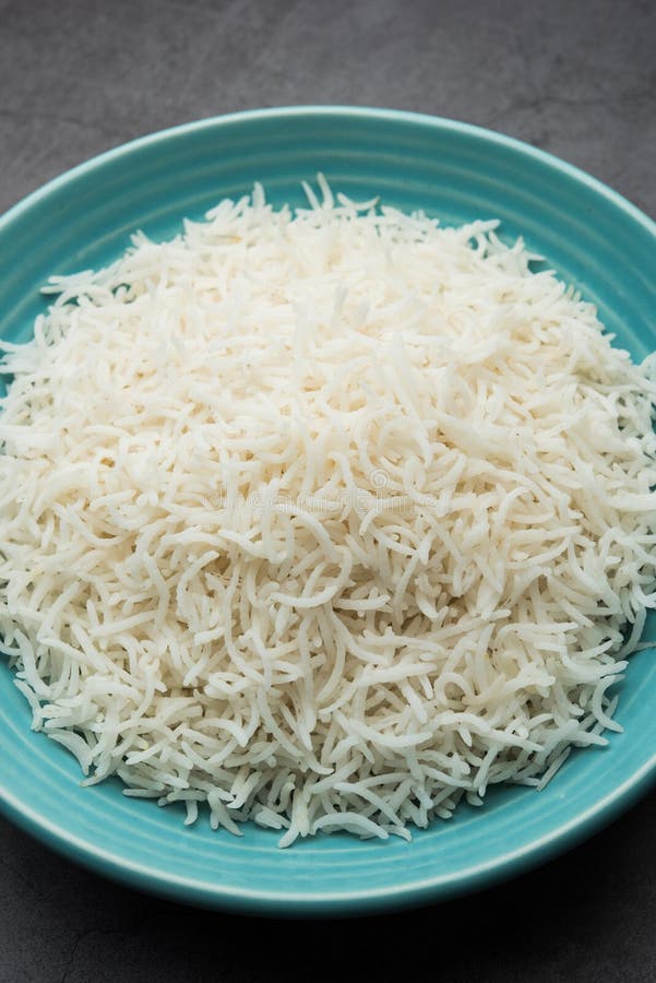 Boiled Indian Basmati Rice Served In A Bowl Stock Photo - Image of ...
