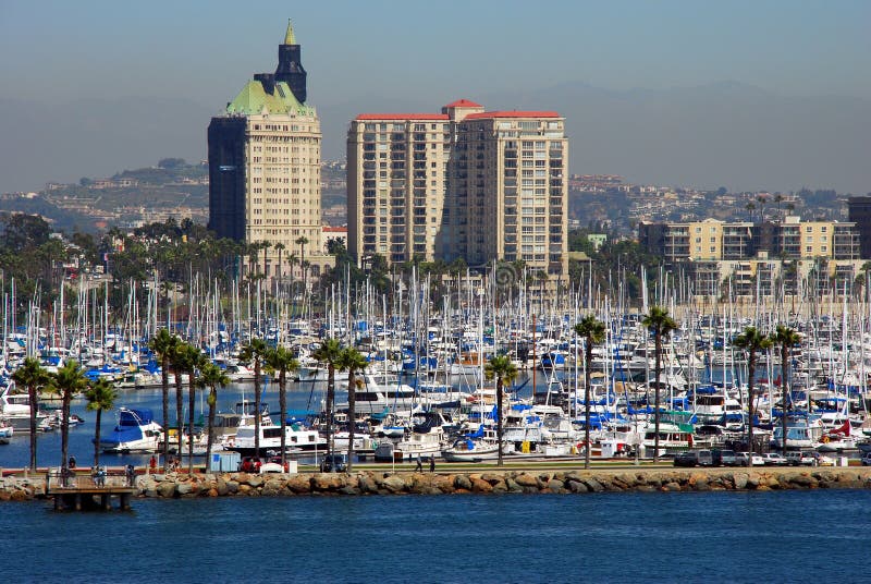 Long Beach Boat Harbor stock image. Image of port, breakwater - 3493877