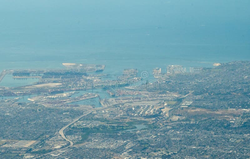Aerial View of the Port of Long Beach, California Stock Image - Image ...
