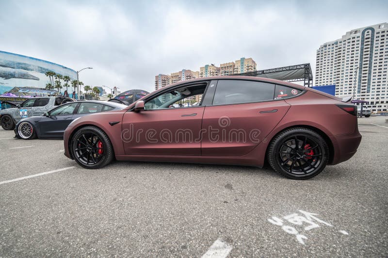 Modified Tesla during Electrify Expo, Long Beach Convention Center ...