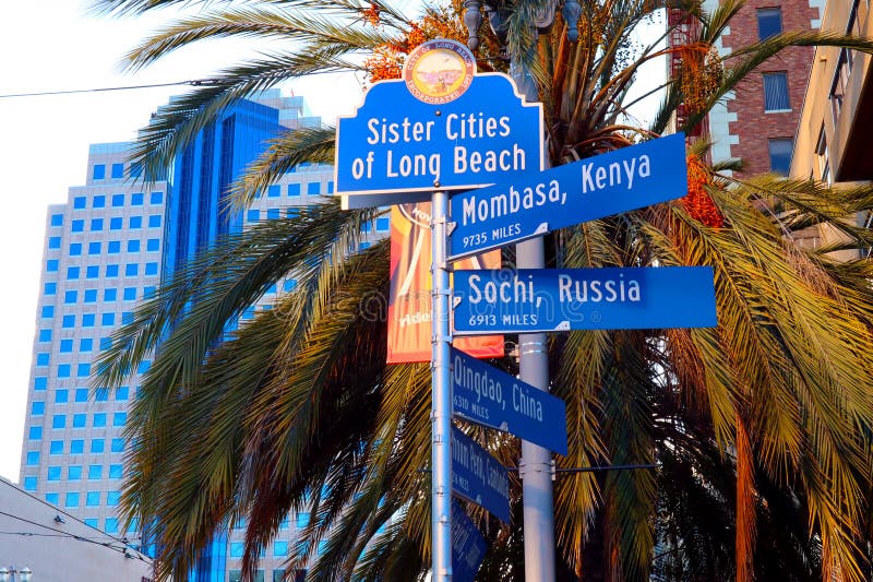 Long Beach, California: Long Beach Sister Cities Sign Editorial Stock ...