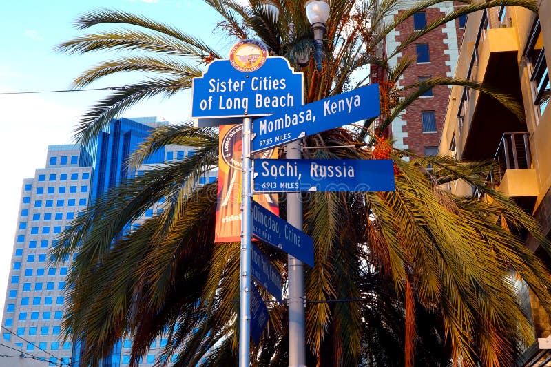 Long Beach, California: Long Beach Sister Cities Sign Editorial Image ...