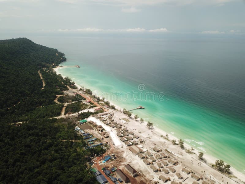 Long Beach on Koh Rong, Cambodia Stock Photo - Image of wave, trees ...