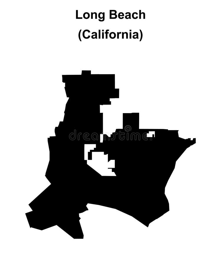 Long Beach outline map stock vector. Illustration of design - 356996058