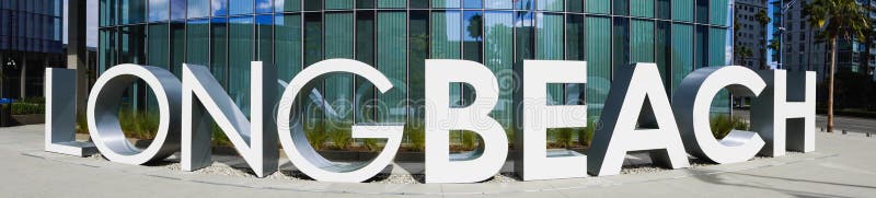 Long Beach Sign at Civic Center in Long Beach, CA Stock Image - Image ...