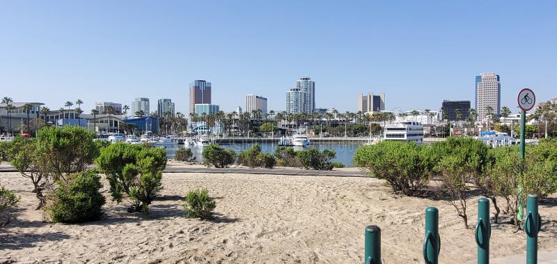 Long Beach Skyline from Shoreline Park Stock Image - Image of shoreline ...
