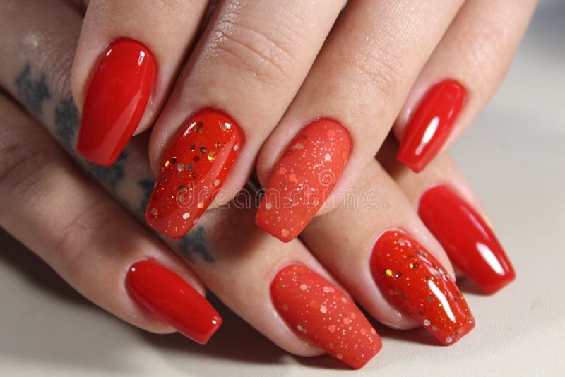 Long beautiful red nails stock image. Image of woman - 99978047