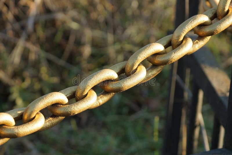 Long of a Big Yellow Iron Chain in a Fence Stock Photo - Image of link ...
