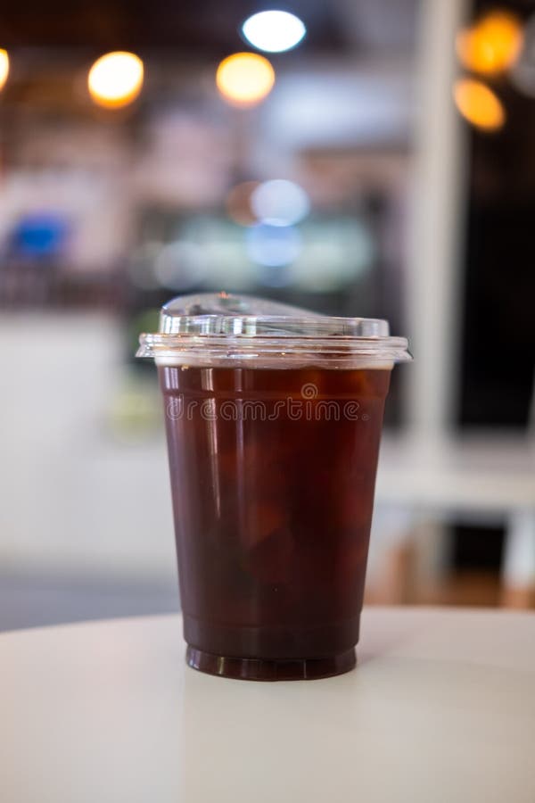 Long Black Coffee in Take Away Glass Stock Photo - Image of black ...