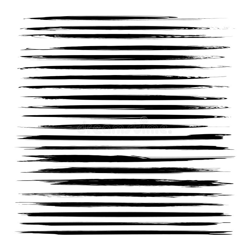 Big Set of Black Thin Abstract Long Smears Vector Objects on a White ...