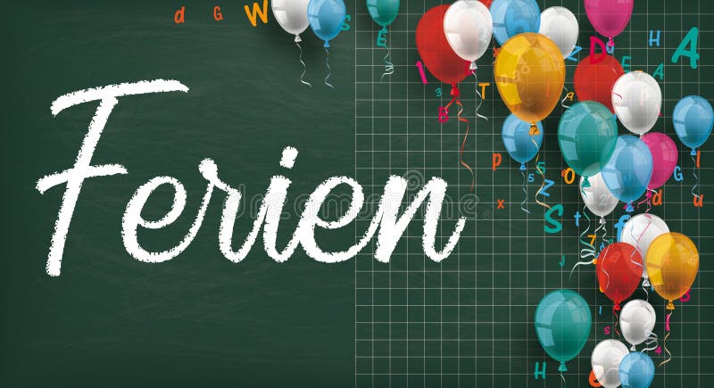 Long Blackboard Colored Balloons Letters Ferien Stock Vector ...