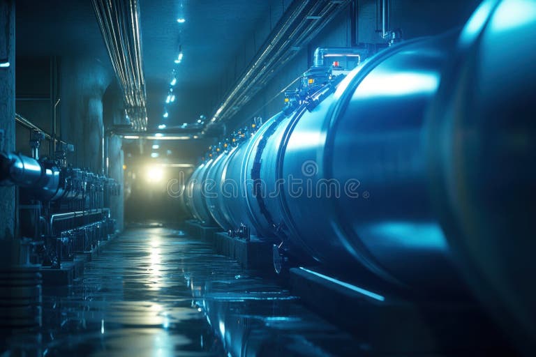 A Long Blue Pipe with a Light Shining on it Stock Illustration ...