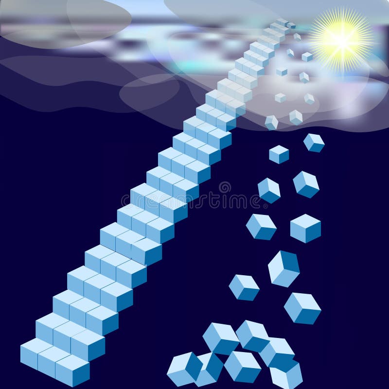 A Long Blue Staircase Going Beyond the Clouds Stock Vector ...