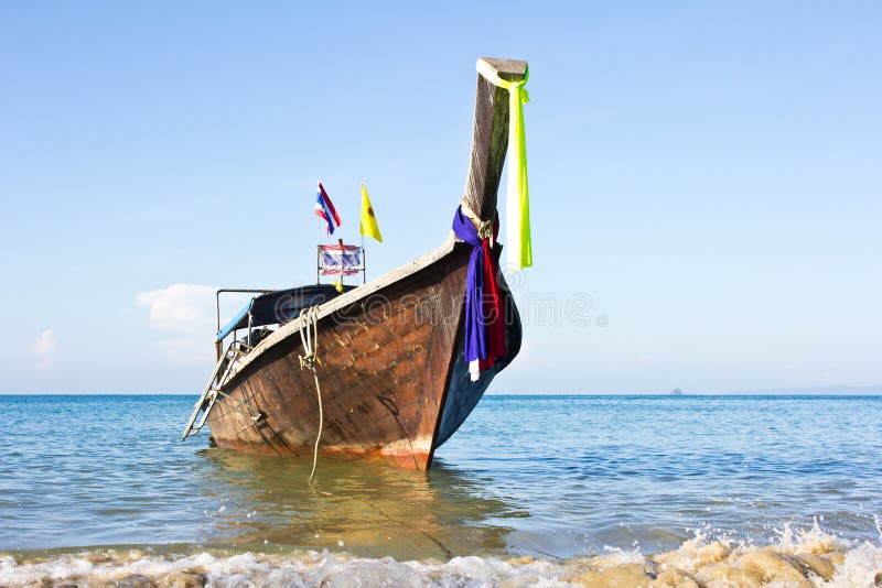 Long boat in Thailand stock image. Image of blue, resort - 32067855
