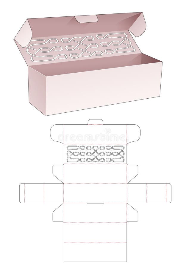 Long Box with Curved Line Stencil Die Cut Template Stock Vector ...