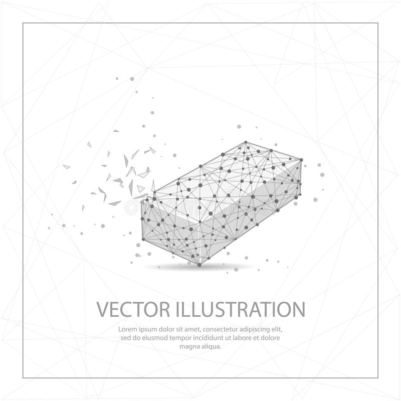 Long Box Digitally Drawn Low Poly Wire Frame on White Background Stock ...