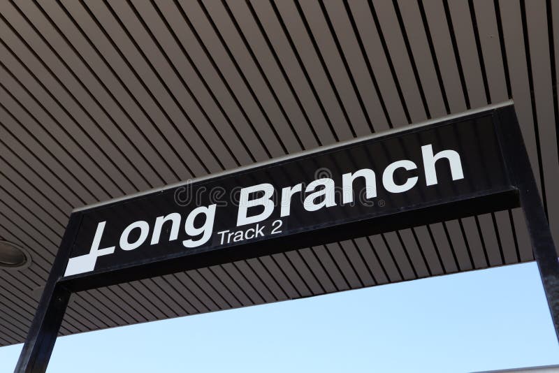 Long Branch New Jersey Sign at the New Jersey Transit Train Stop Stock ...