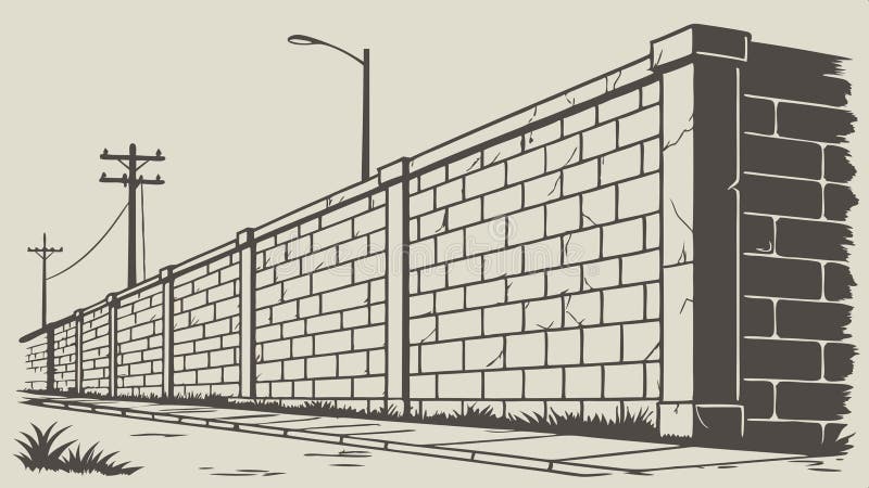 Long Brick Wall, Architectural Structure, Urban Boundary and Barrier ...