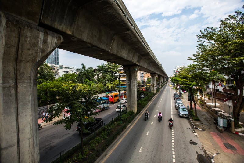 A Long Bridge in Blue Sky Concept. Editorial Stock Photo - Image of ...