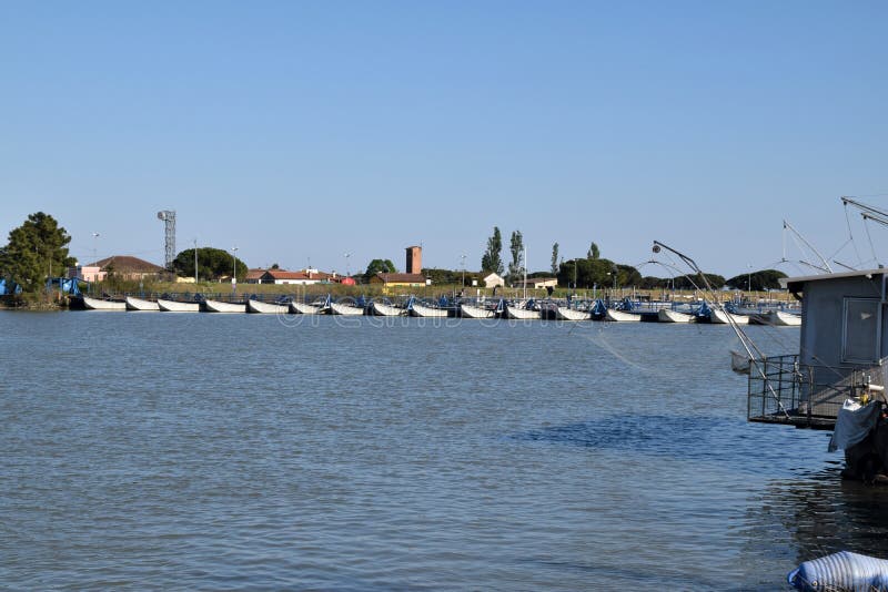 The Long Bridge of Boats on the Po River - Italy Stock Image - Image of ...