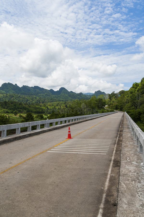 Long Bridge Cross the River into the Mountain Stock Photo - Image of ...