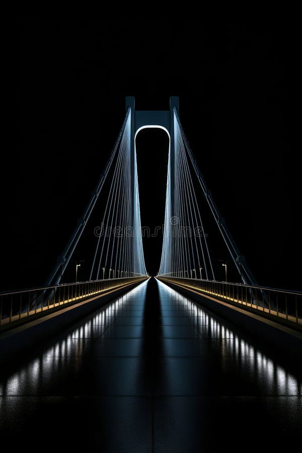 Long Bridge with Long Light at the End of it. Generative AI Stock Image ...