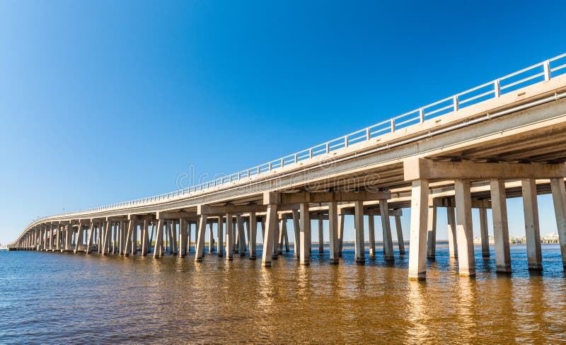 Long Bridge Over Shallow Waters Stock Image - Image of nature ...