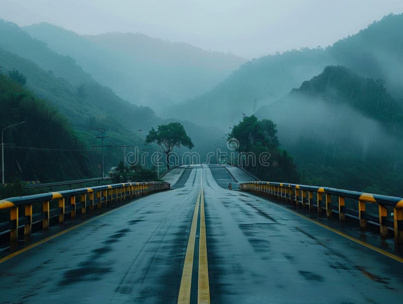 A Long Bridge with Yellow Lines on it Stock Photo - Image of lines ...