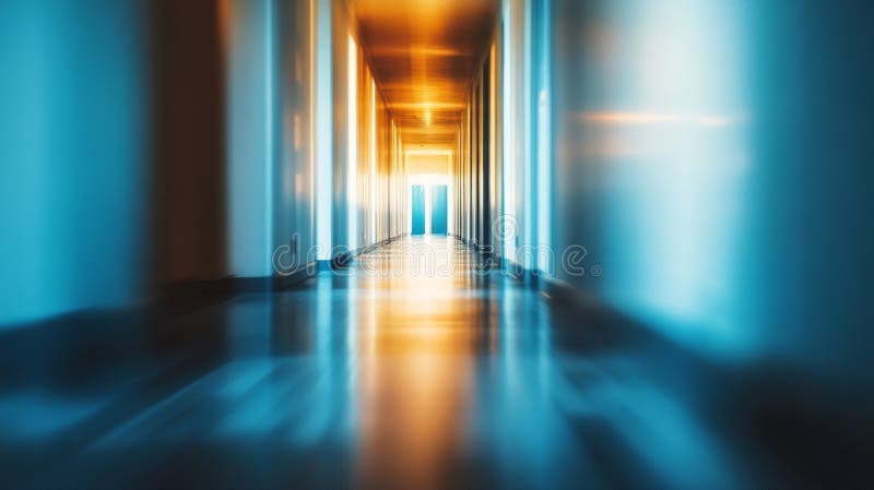 Long Bright Corridor with Light at the End Stock Illustration ...