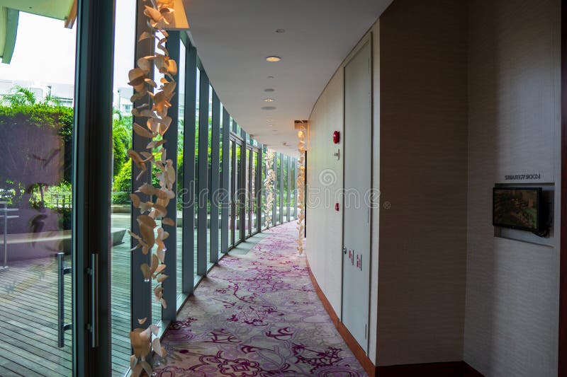 Long Bright Corridor in a Luxury Hotel Stock Image - Image of flashing ...