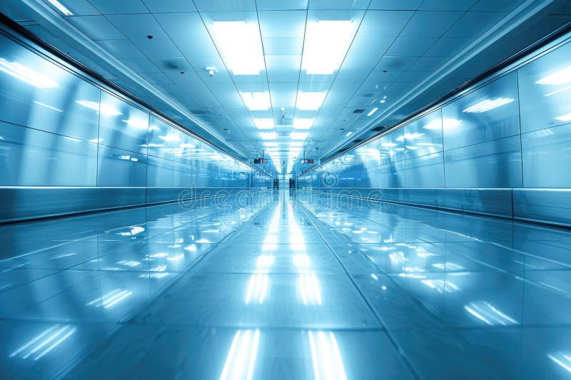 A Long, Bright Corridor with a Smooth, Reflective Floor. the Walls are ...