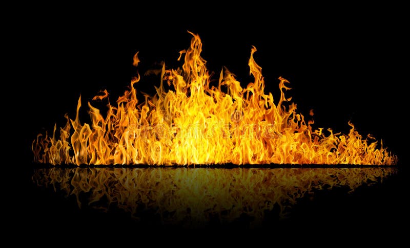 Long Bright Yellow Flame Isolated on Black Stock Image - Image of ...