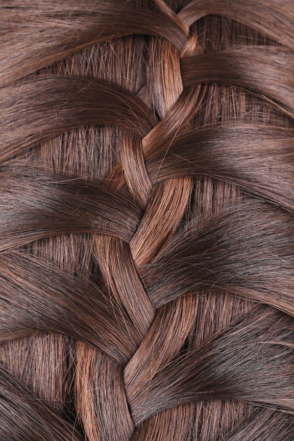 Long Brown Hair Braid. Back View Stock Image - Image of glamour, girl ...