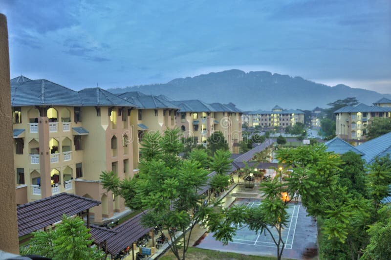 Long Building, Mountain Background Editorial Photo - Image of ...