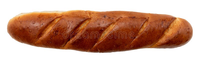 Long Bun Made from Wheat Flour on a White Background. View from Above ...