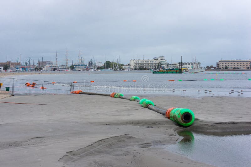 Long cable beach editorial stock image. Image of cloudy - 41663104