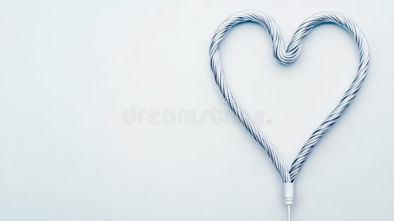 Long Cable Coiled into the Shape of a Heart Lying on Light Blue ...