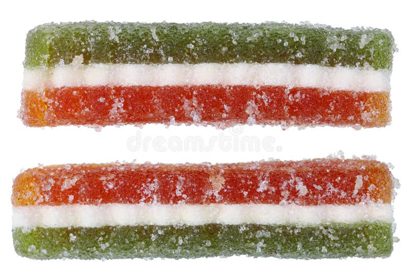 Long Candy from Layered Marmalade Sprinkled with Sugar Stock Image ...
