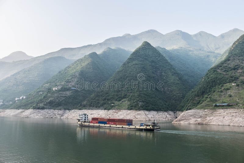 Cargo Boat Sailing Down the Yangtze River in China Editorial Stock ... Cargo Boat Sailing Down the Yangtze River in China Editorial Stock ...