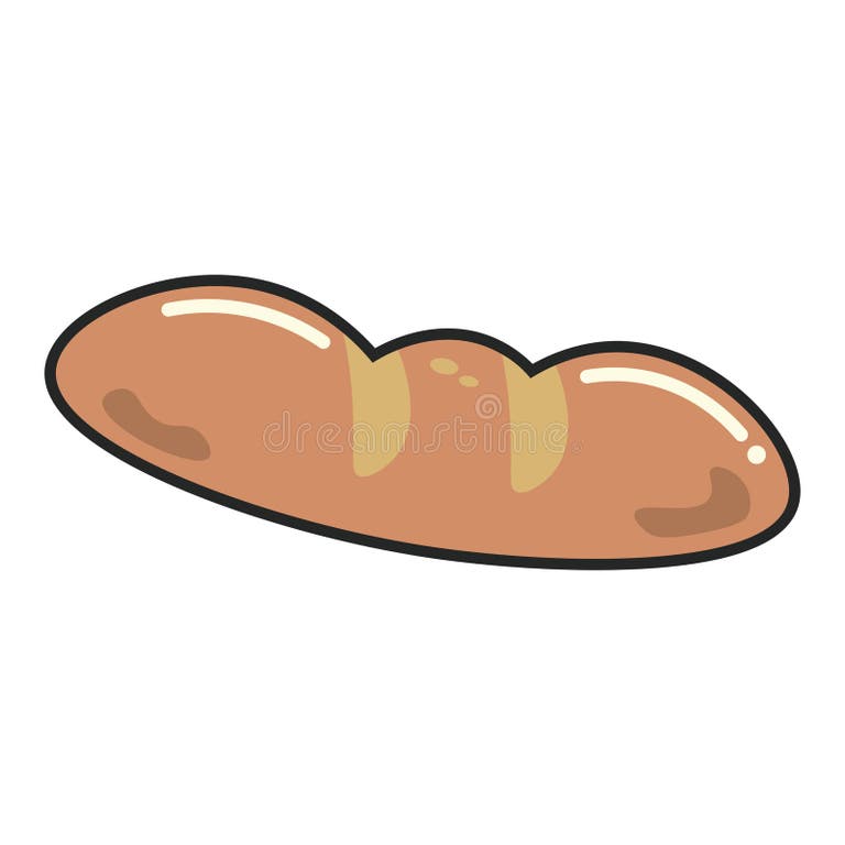 Long Cartoon Bread Loaf. Vector Stock Vector - Illustration of crispy ...