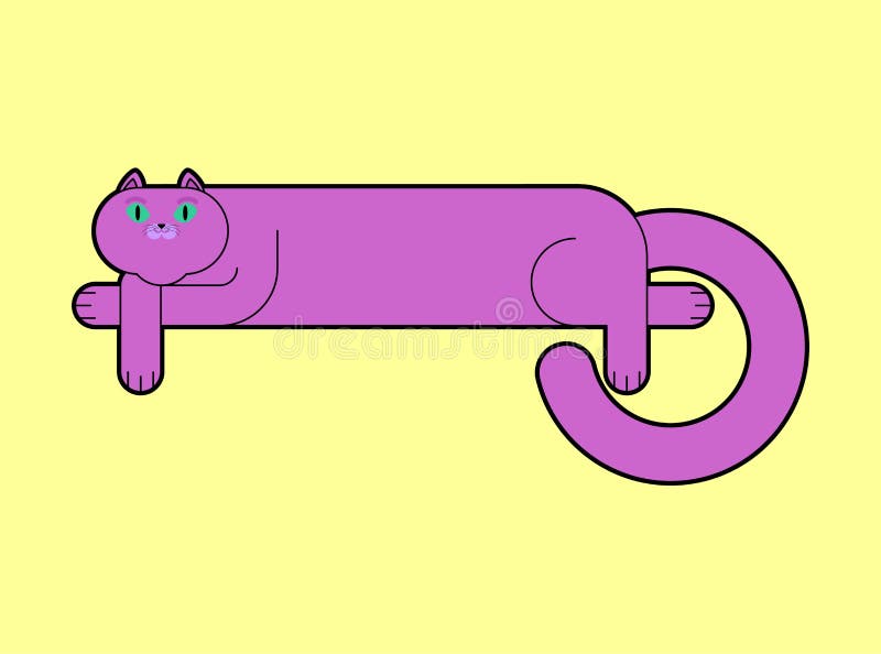 Long Cat Isolated. Cartoon Pet Stock Vector - Illustration of adorable ...