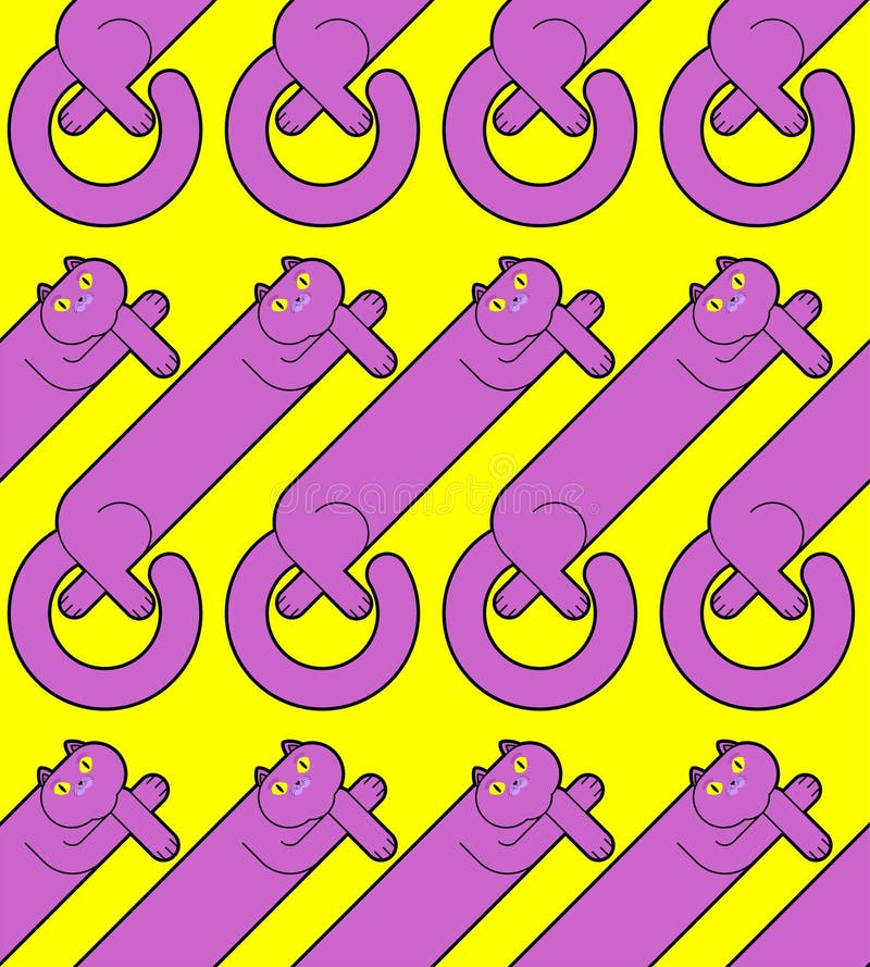 Long Cat Pattern Seamless. Cartoon Pet Background. Baby Fabric Texture ...