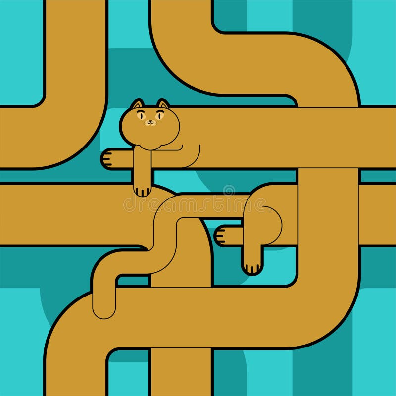 Long Cat Pattern Seamless. Cartoon Pet Background. Baby Fabric Texture ...