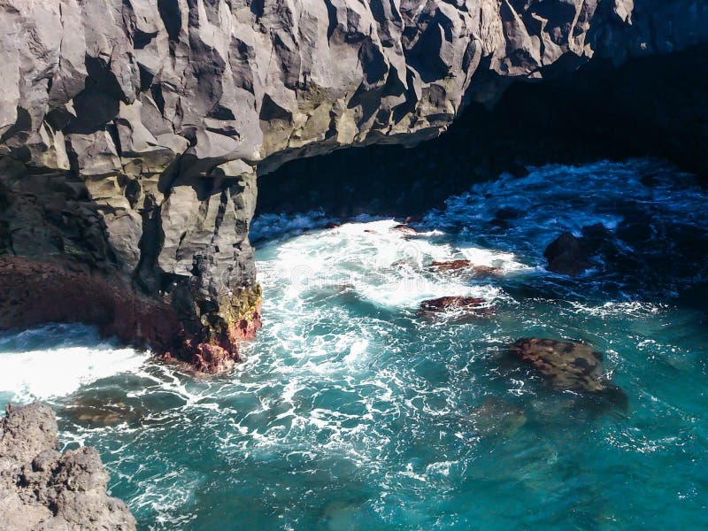 Long Cave in Rock Coastline Stock Image - Image of rocks, summer: 180845461