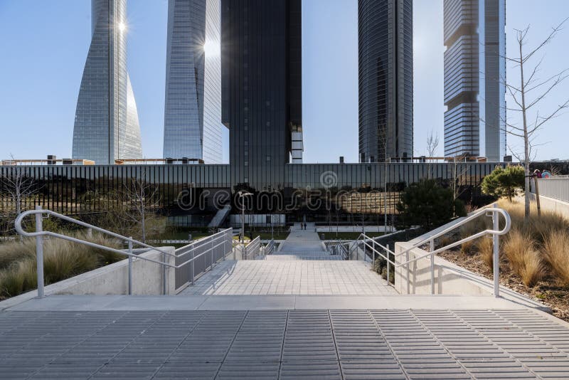 Long Cement Stairs in the Ground Floor Area of a Skyscraper Tower Area ...