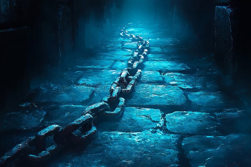 A Long Chain is Laying on the Ground in a Dark Tunnel Stock Photo ...