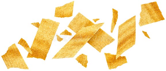 Long Chips Isolated on White Background, Falling Rectangular Mashed ...
