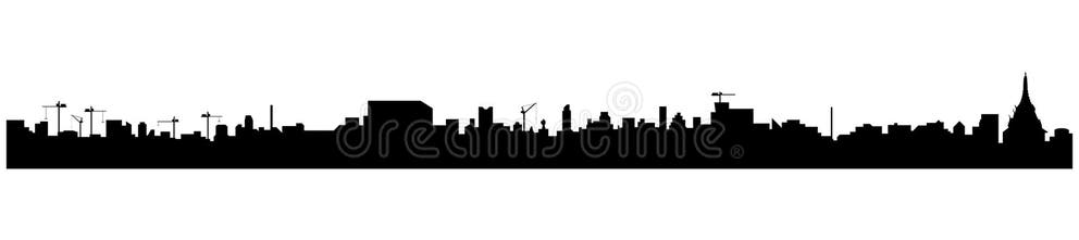 Long City Skyline Isolated on White Background. Parallax Layer Stock ...