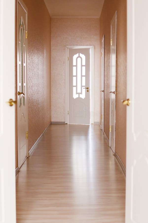 Long, Clean Corridor with Doors. Vertical Photo of a Business Premises ...
