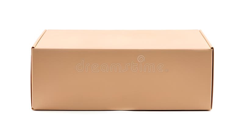 Long Closed Rectangle Blank Brown Cardboard Box, Side View. Stock Image ...
